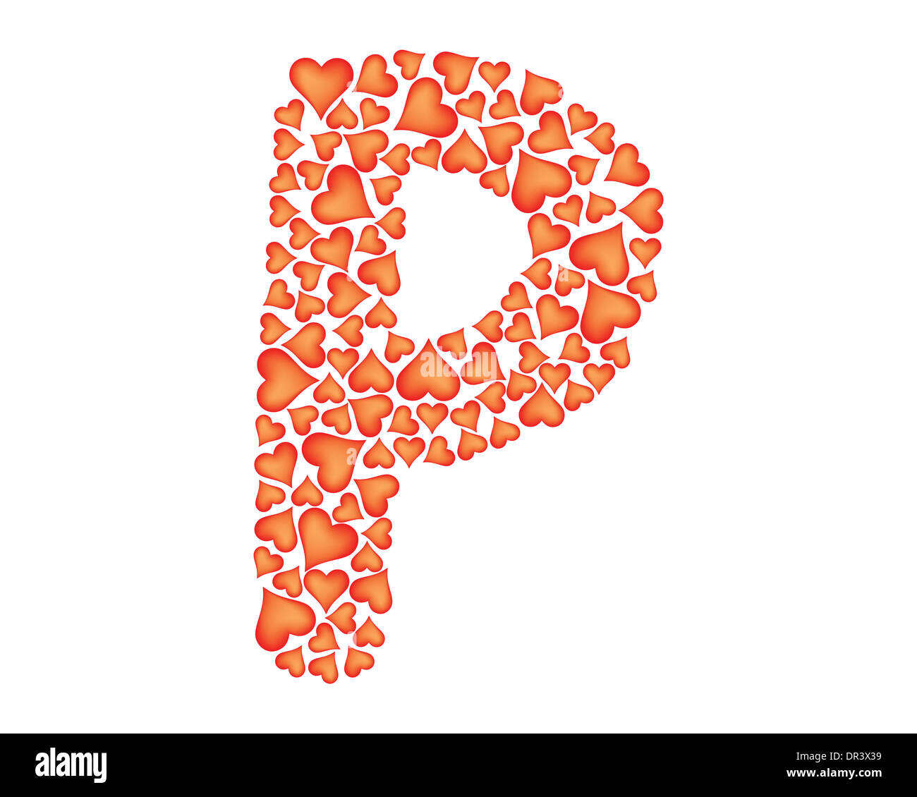 letter p made of valentines over white Stock Photo - Alamy