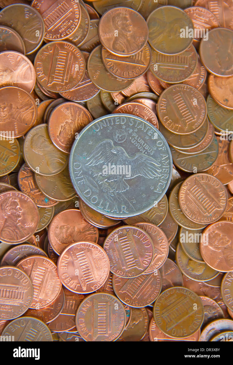 Huge pile of the US coins Stock Photo - Alamy