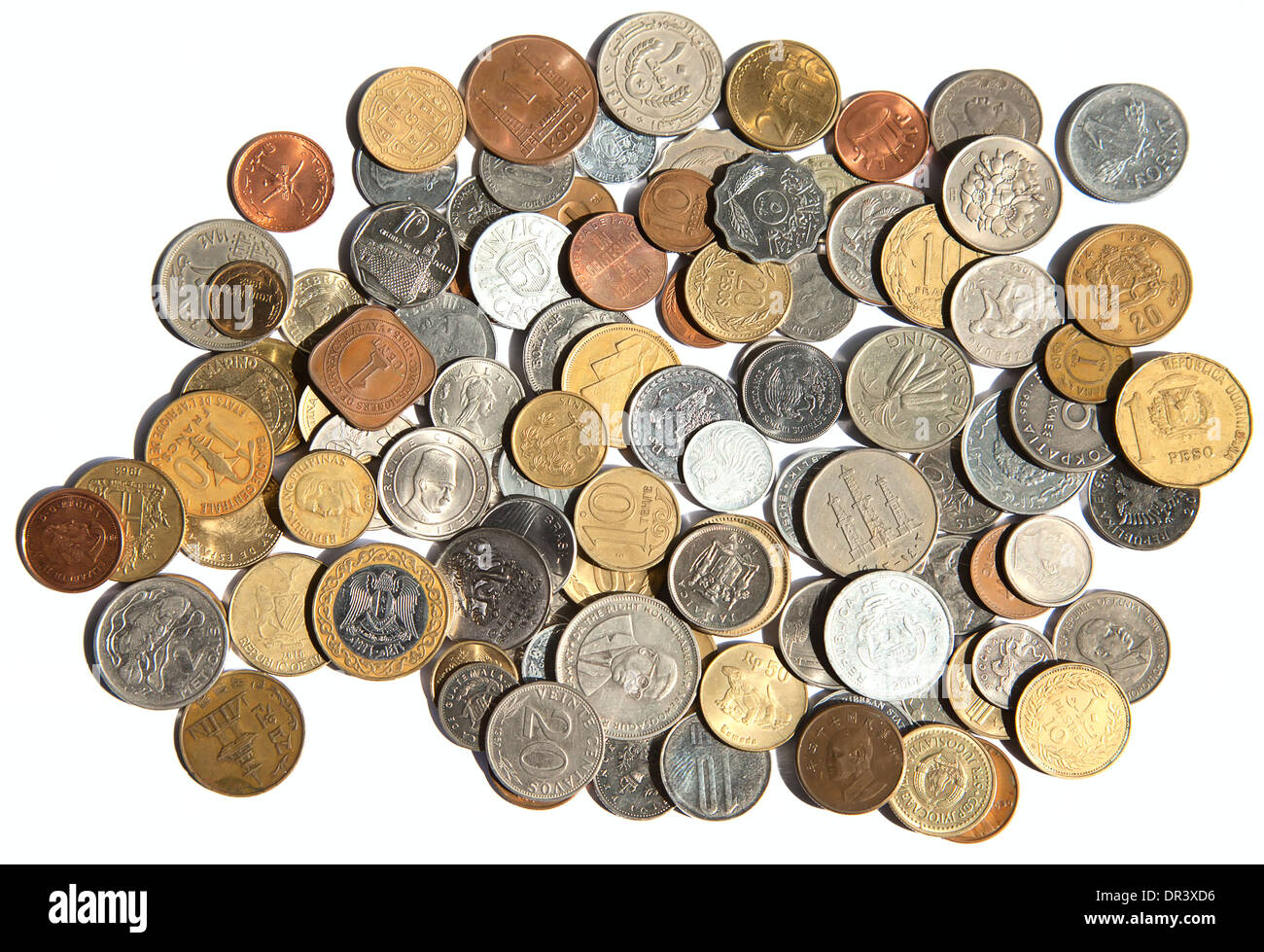 Collection of the old circulated coins Stock Photo - Alamy
