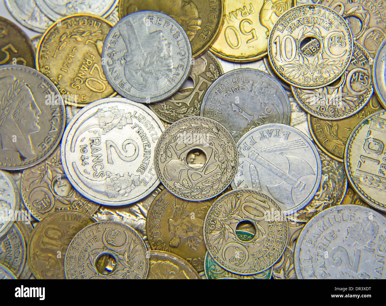 Huge pile of the french coins Stock Photo - Alamy