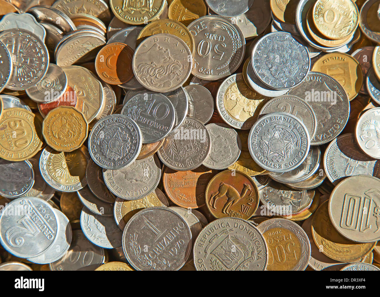 Collection of the old circulated coins Stock Photo - Alamy