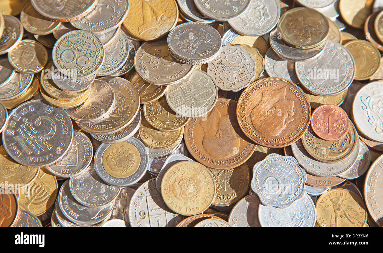 Closeup assortment old coins hi-res stock photography and images - Alamy