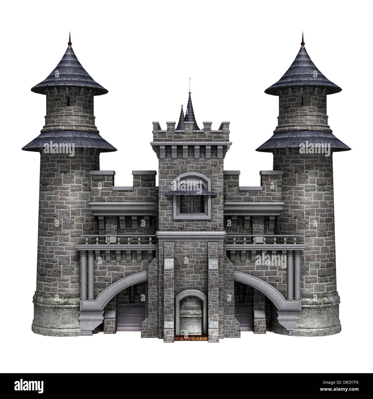 3D digital render of a fairytale castle isolated on white background ...