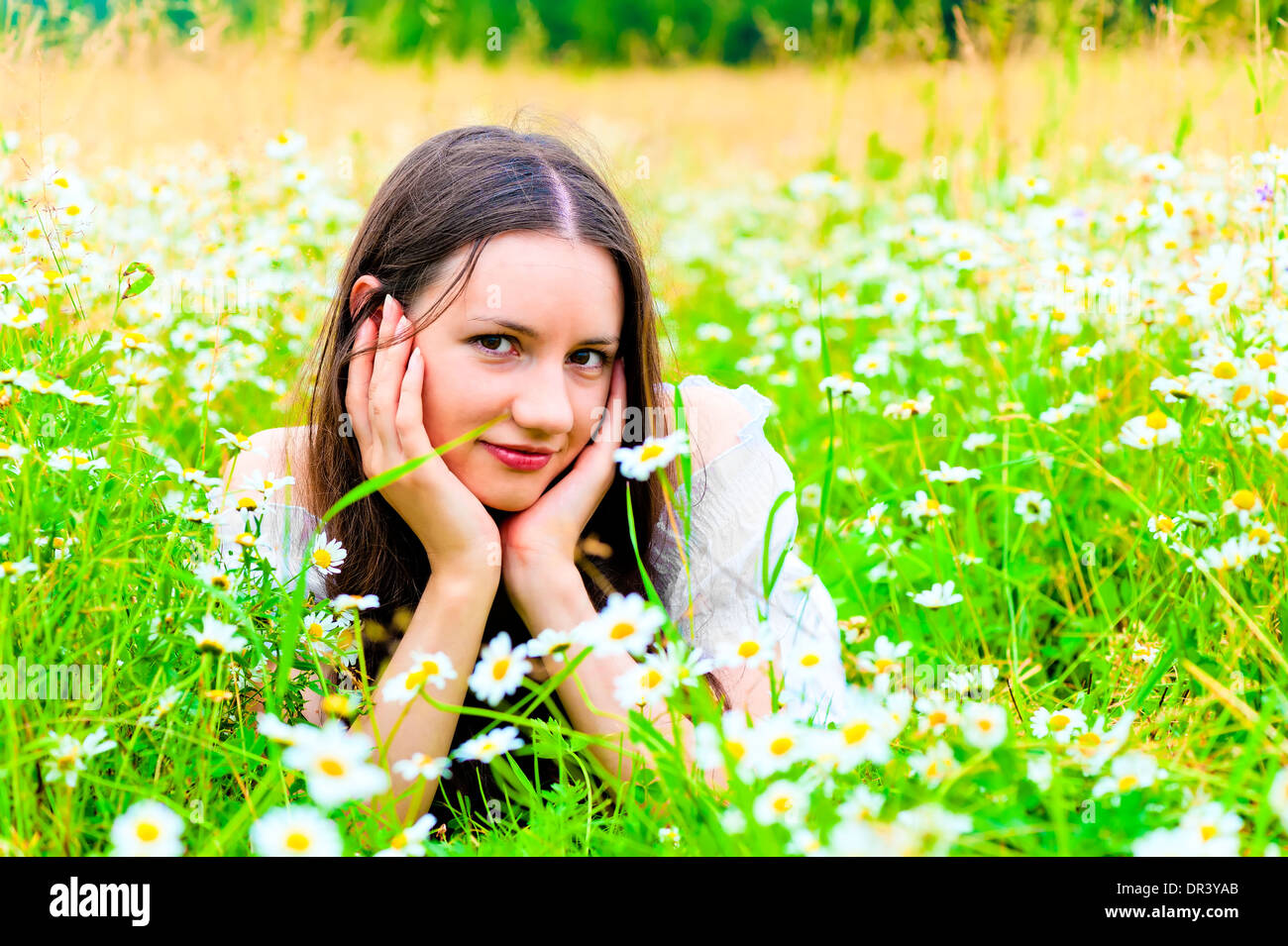 portrait of a girl in a rural field Stock Photo - Alamy