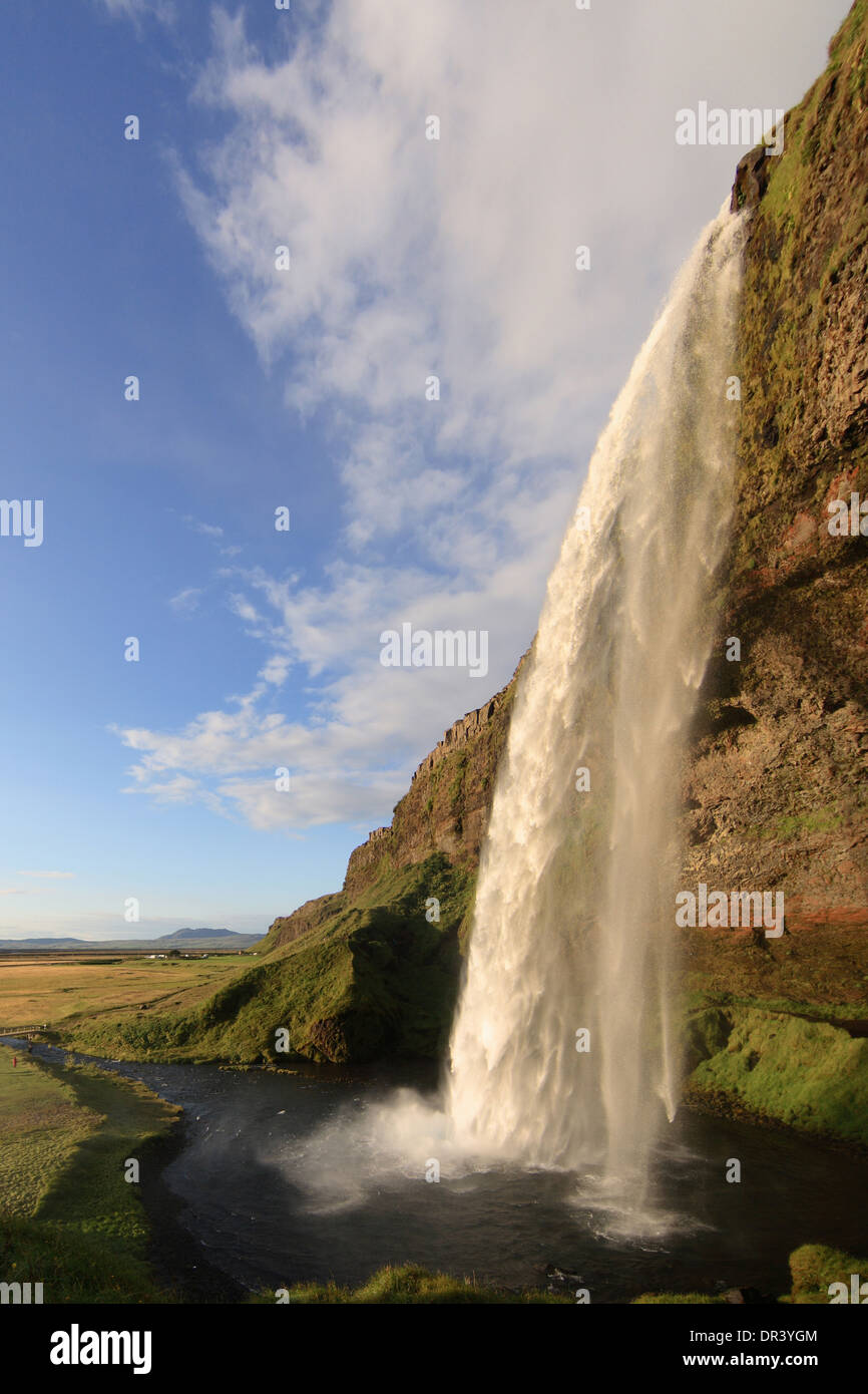 Vertical panorama of Seljalandsfoss Waterfall in Iceland Stock Photo ...