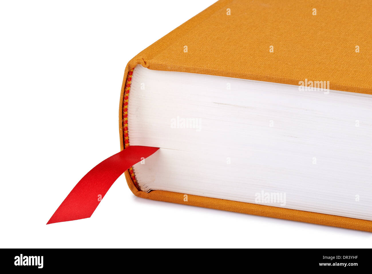 Brown book with a red bookmark isolated on white Stock Photo - Alamy