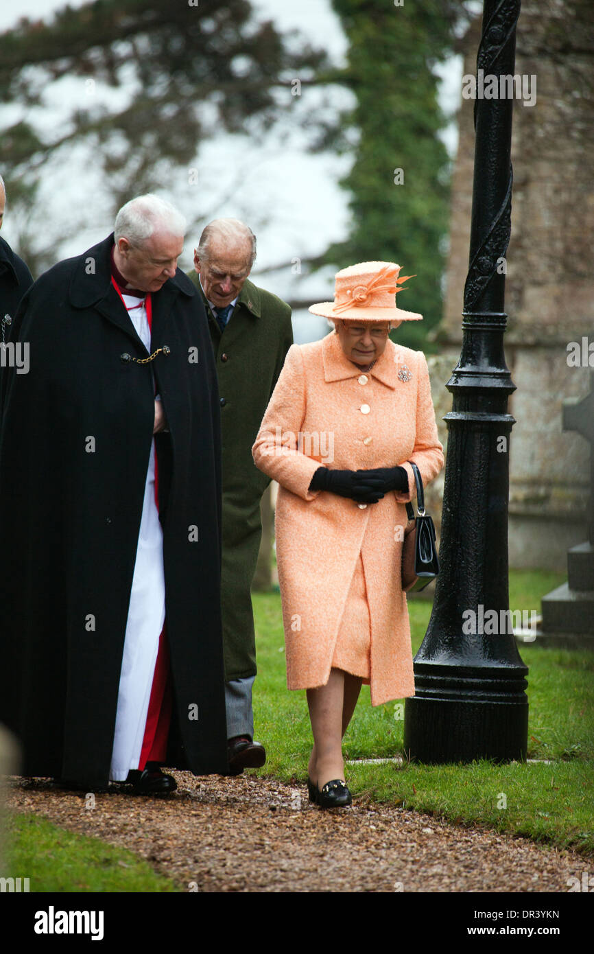 HM Queen Elizabeth II at the church in Wolferton on the Sandringham ...