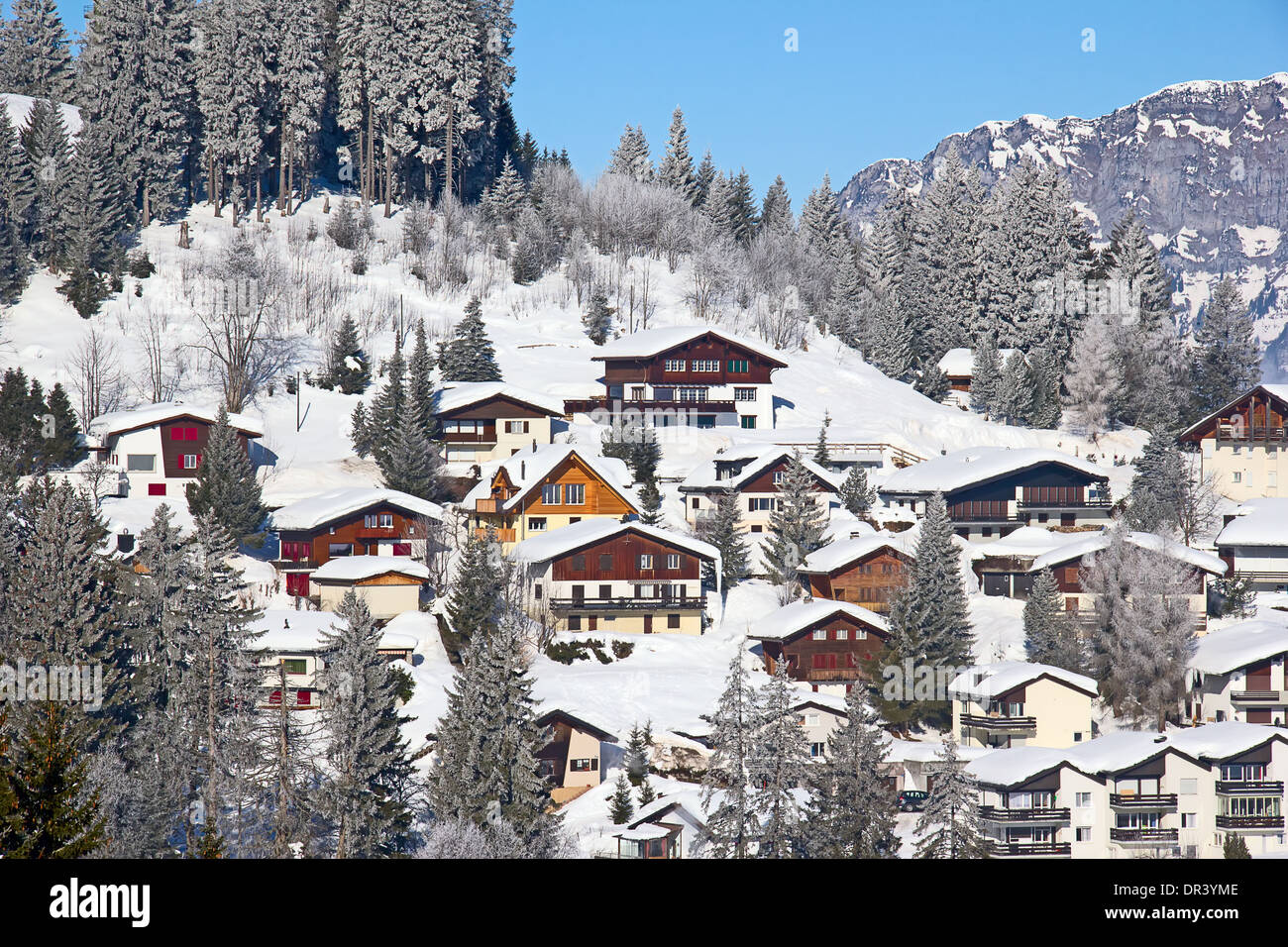 Slope on the skiing resort Flumserberg. Switzerland Stock Photo - Alamy
