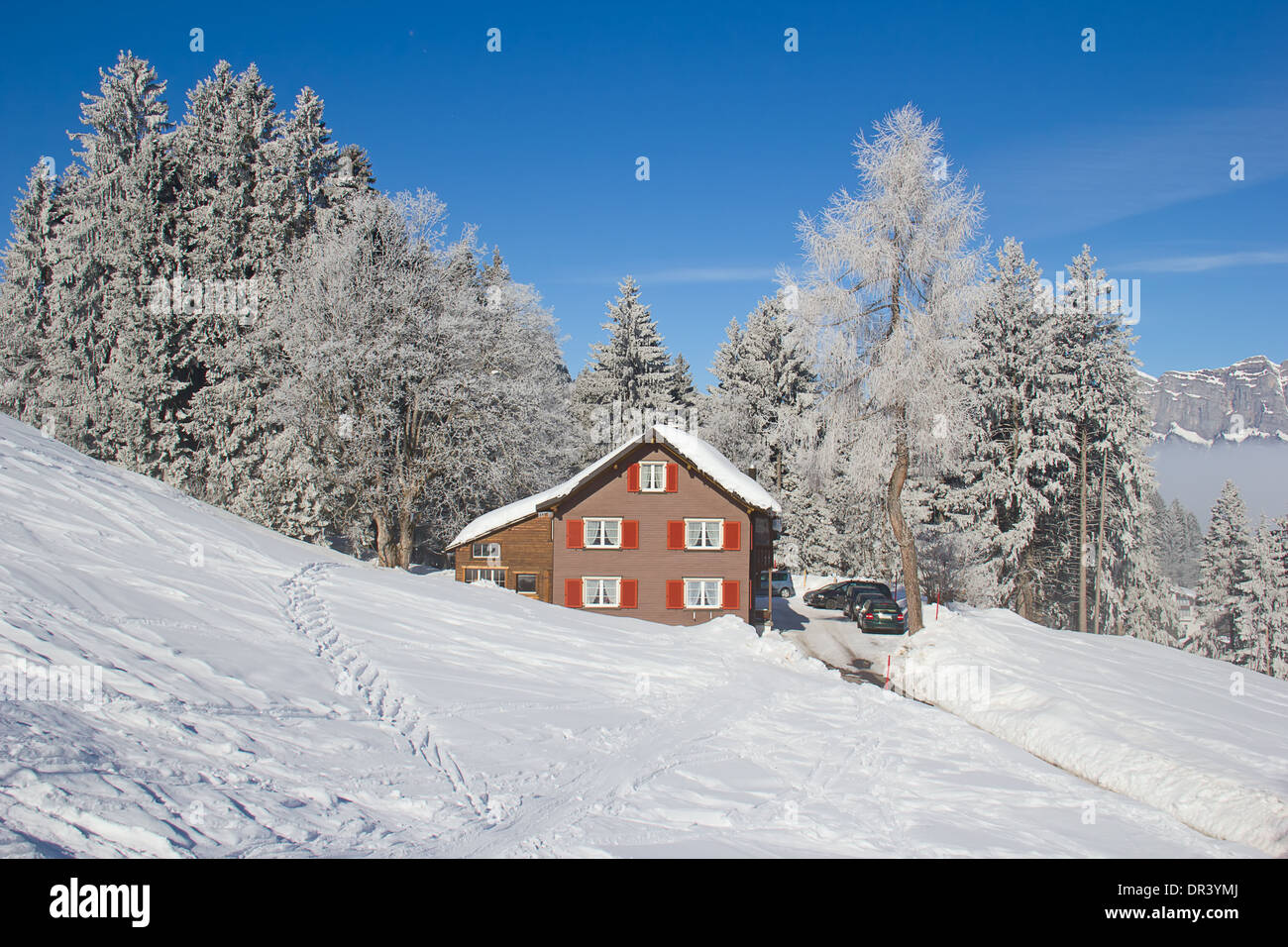 Slope on the skiing resort Flumserberg. Switzerland Stock Photo - Alamy