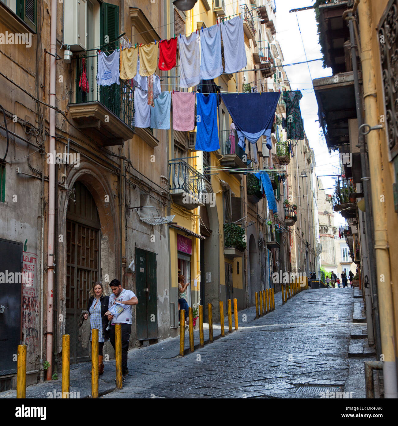 clothes hung alleys of Naples Stock Photo - Alamy