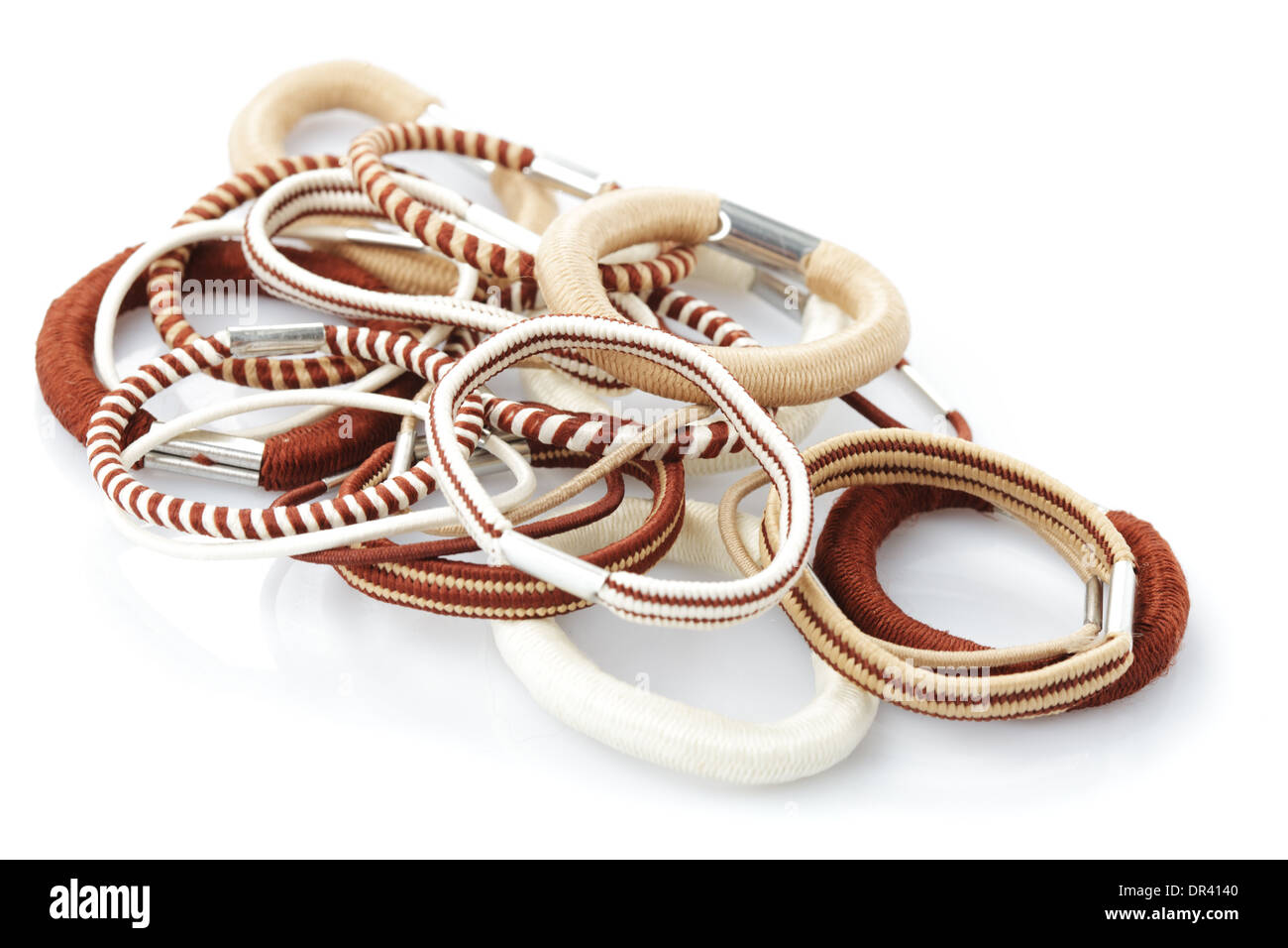 Various elastic band isolated on white background Stock Photo - Alamy