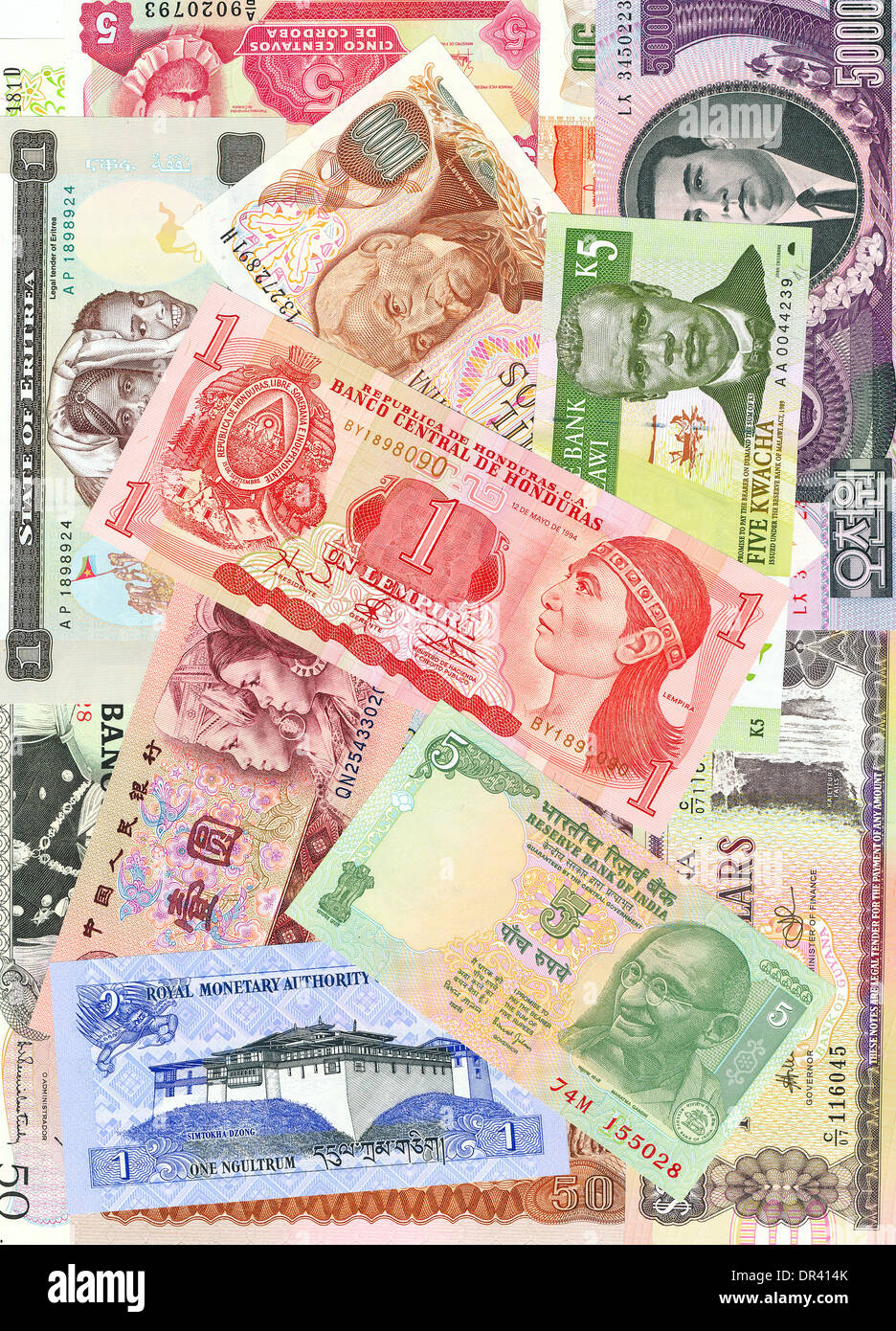 Collection of the old foreign notes Stock Photo - Alamy