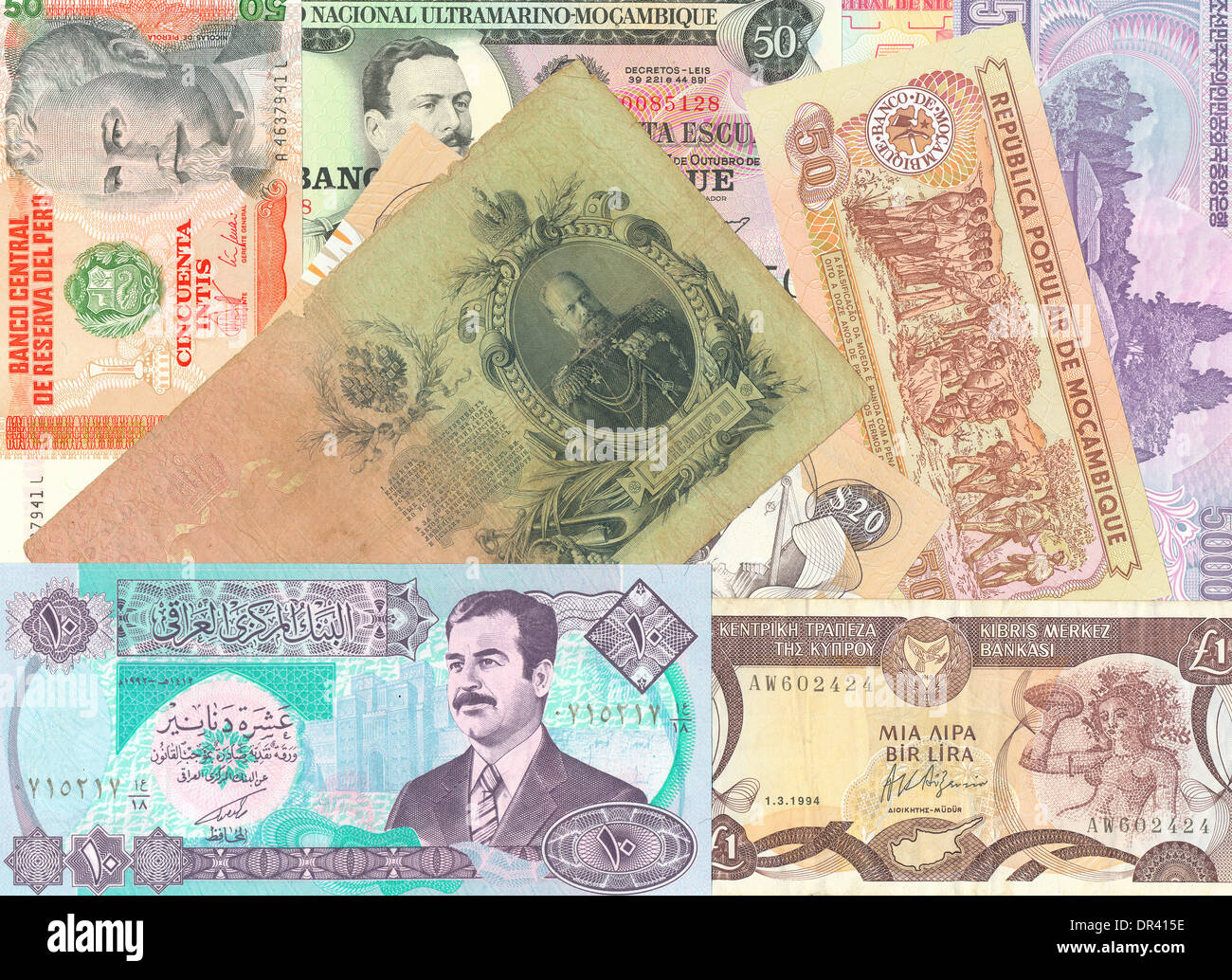 Collection of the old foreign notes Stock Photo - Alamy