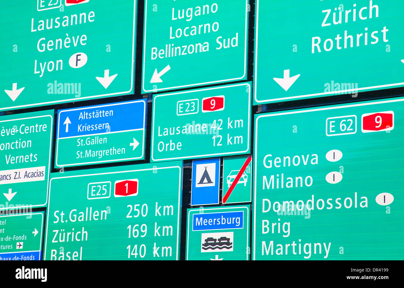 Collection of the swiss road signs Stock Photo - Alamy