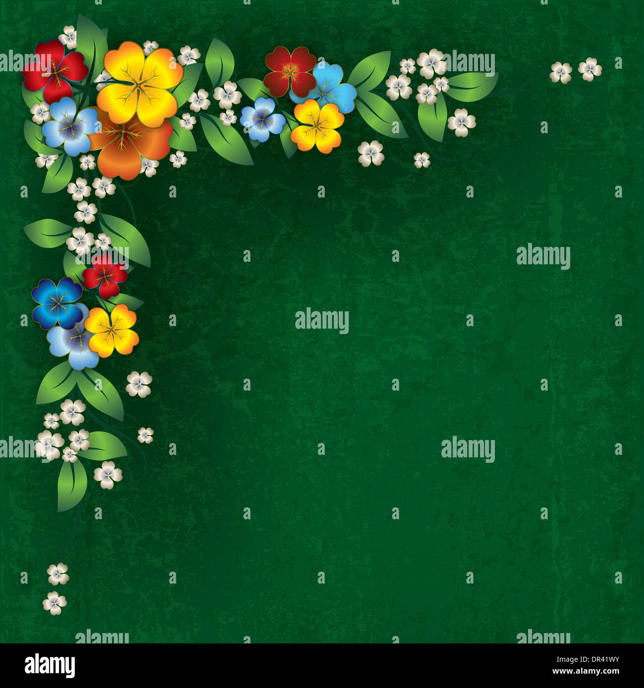 abstract grunge green background with spring flowers Stock Photo - Alamy