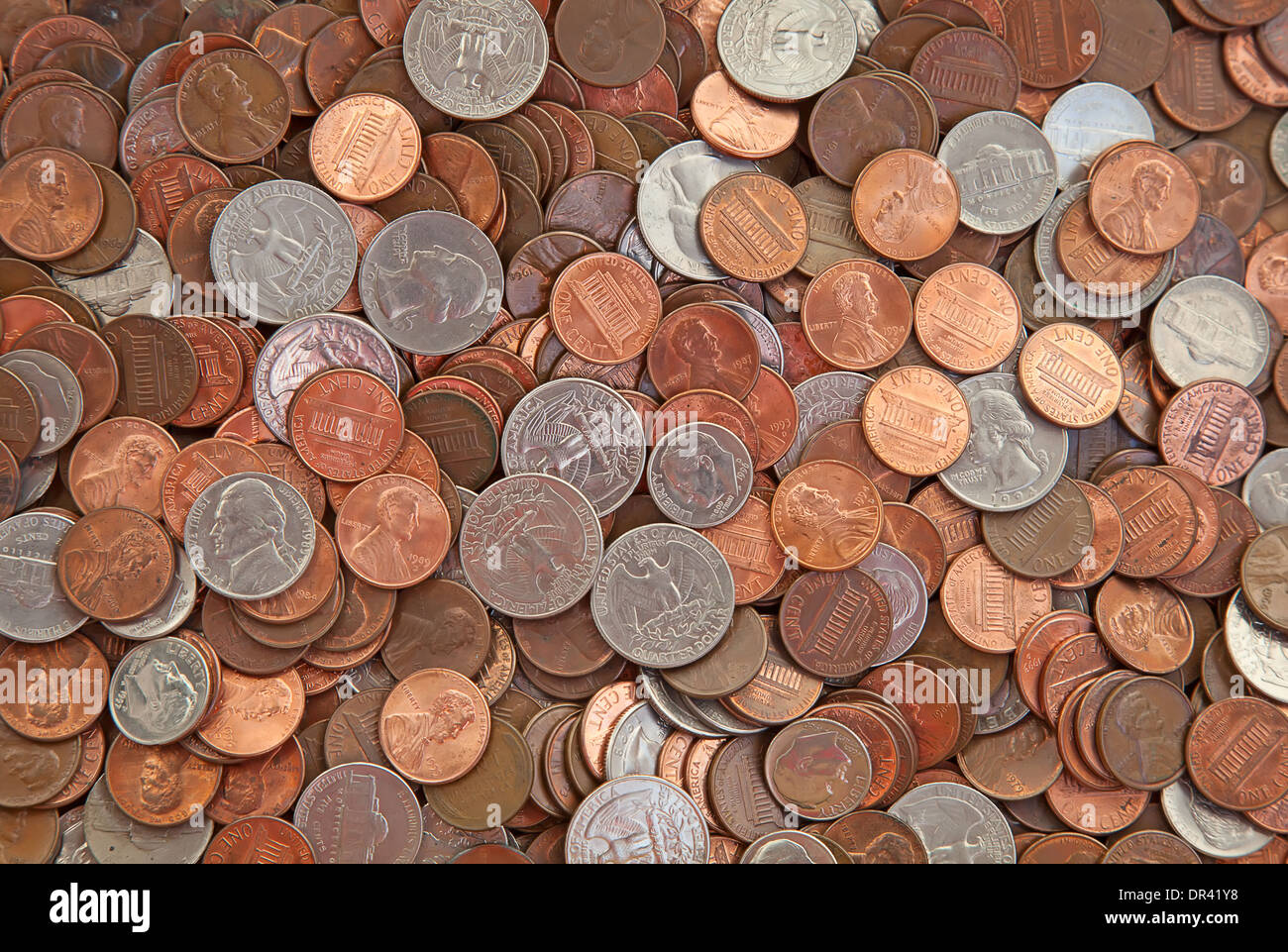 Huge pile of the US coins Stock Photo - Alamy