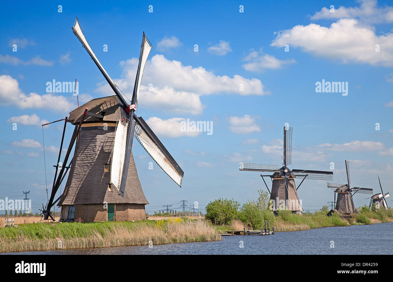 Ancient windmills near Kinderdijk, Netherlands Stock Photo - Alamy