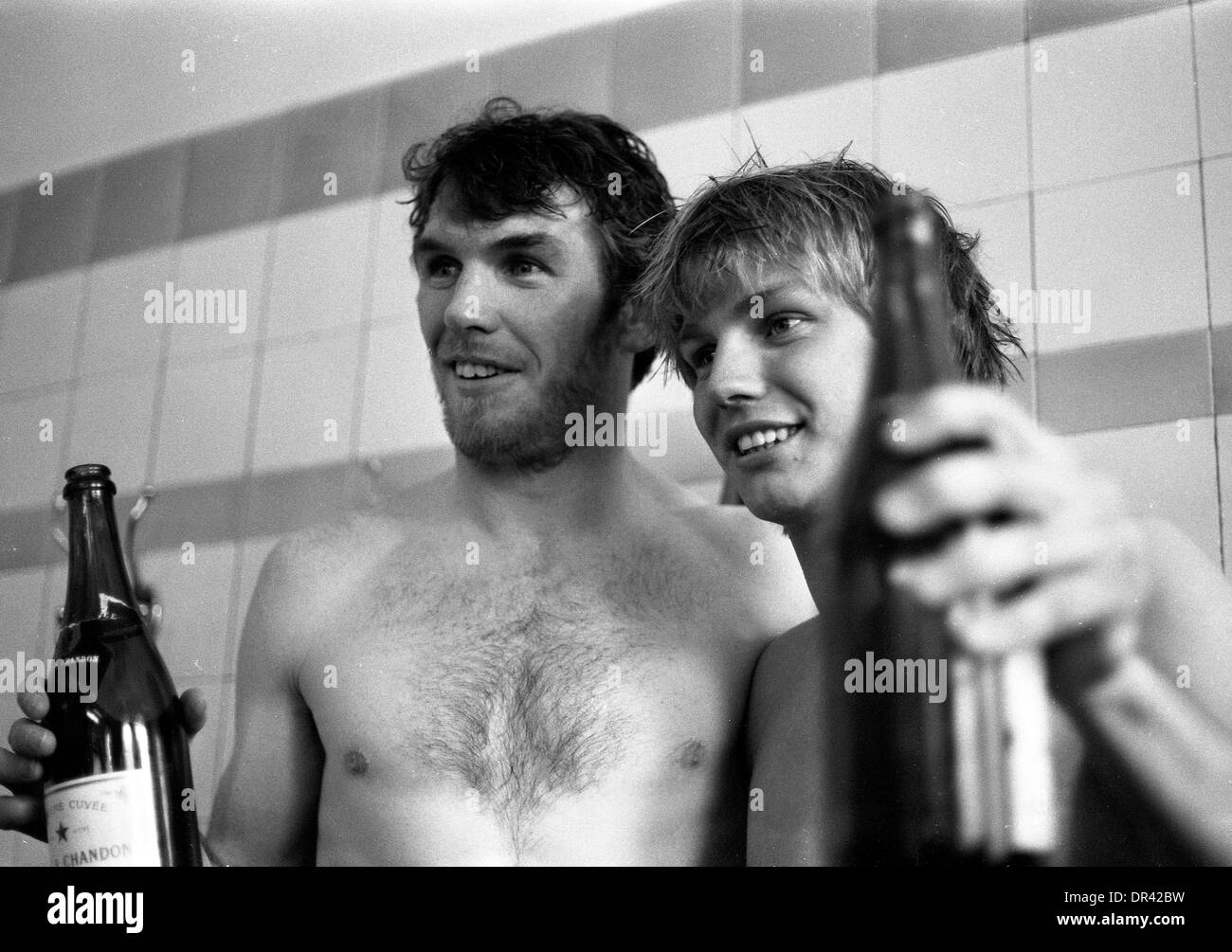 Peter Withe and Gary Shaw celebrate Aston Villa winning the ...