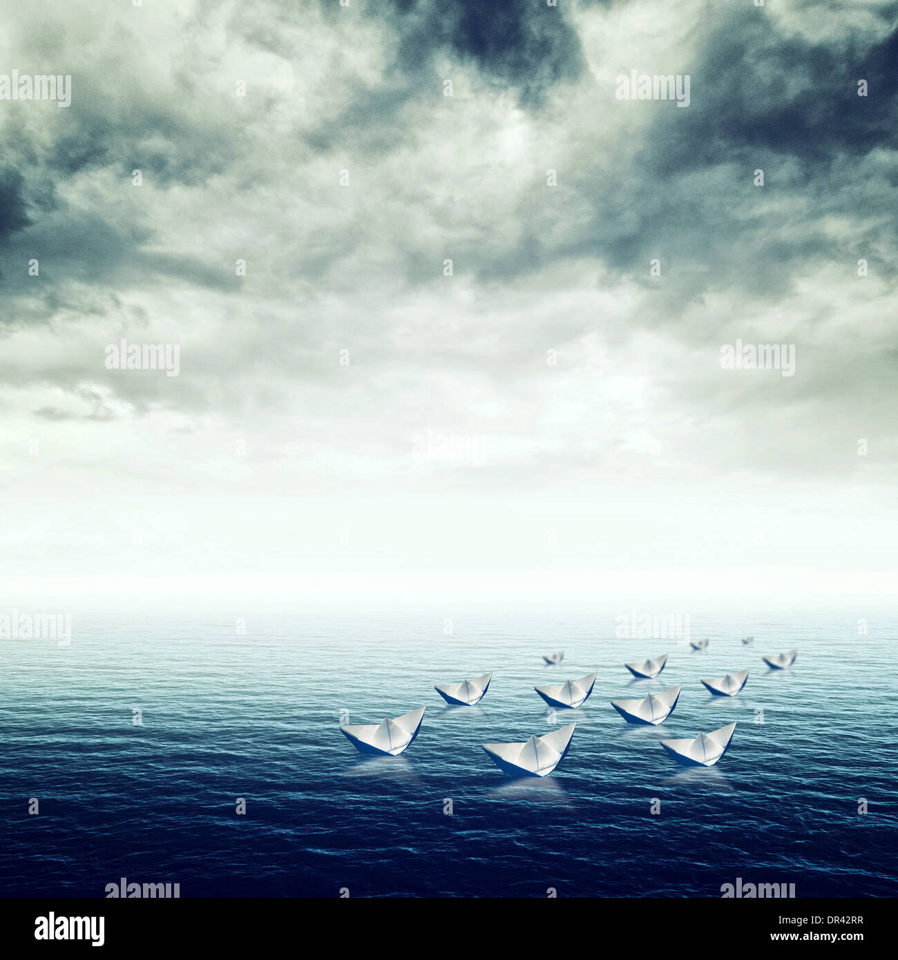 Blue sea with heavy storm clouds, conceptual image of uncertain future ...