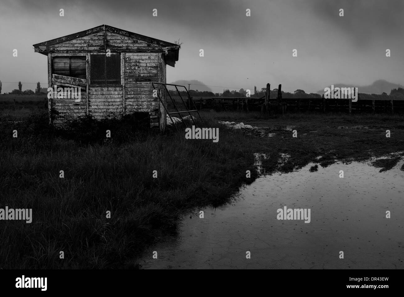 Old shack on a dark rainy day Stock Photo - Alamy