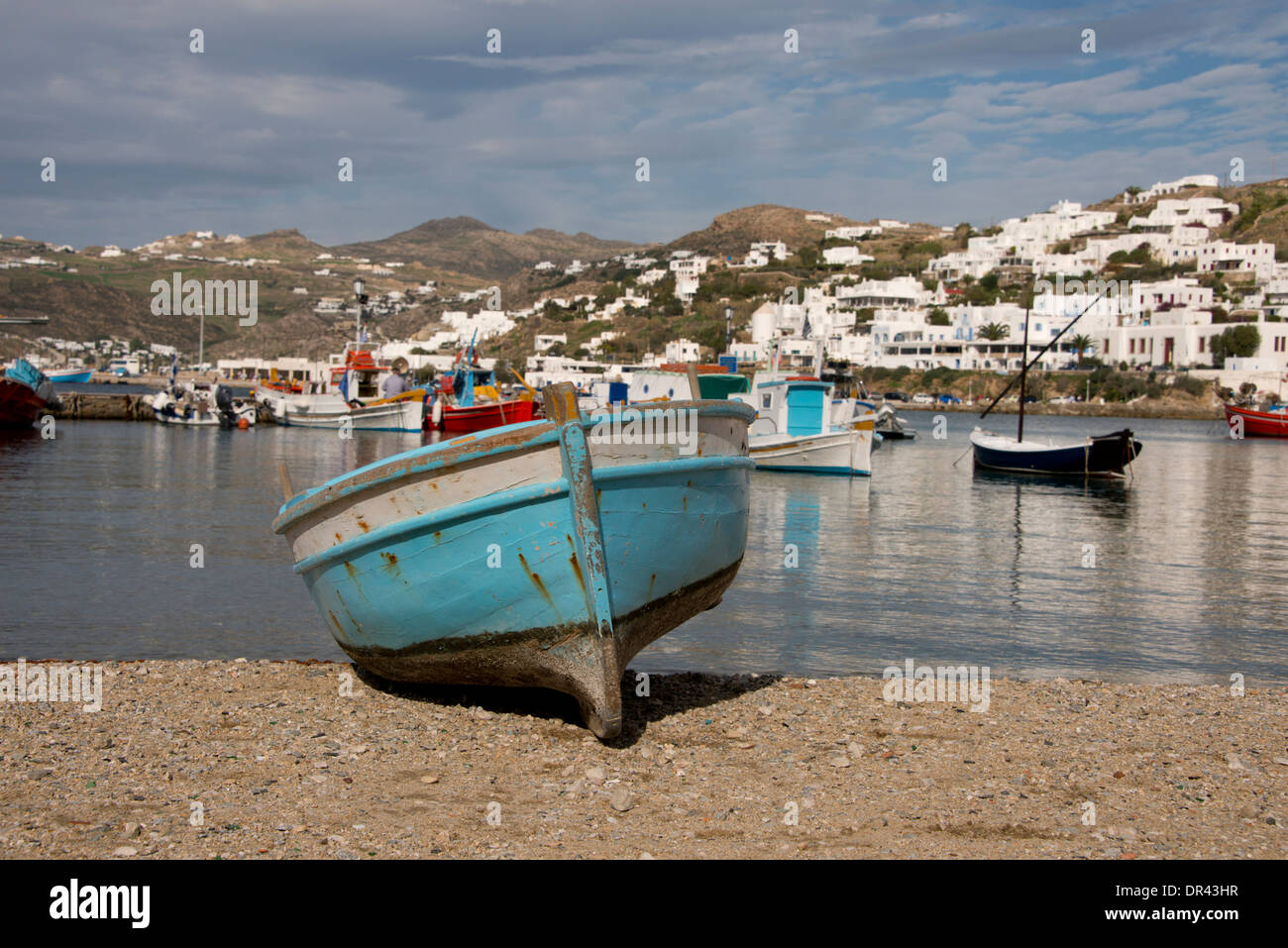 Greece, Cyclades group of islands, Mykonos, Hora. Port and harbor area ...