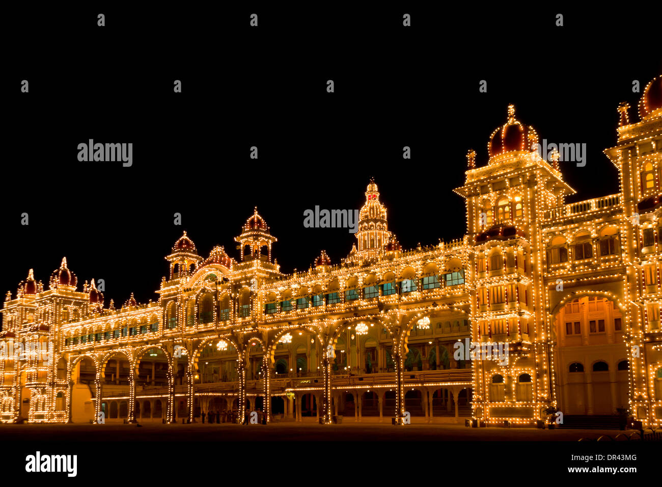 Mysore Palace light up at night, Mysore, India Stock Photo: 65858928 ...
