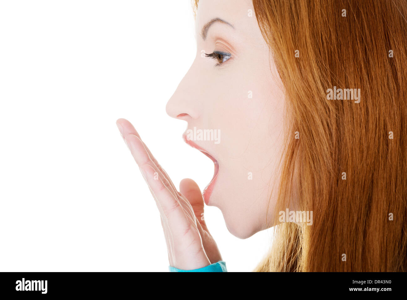 Woman yawning side view hi-res stock photography and images - Alamy