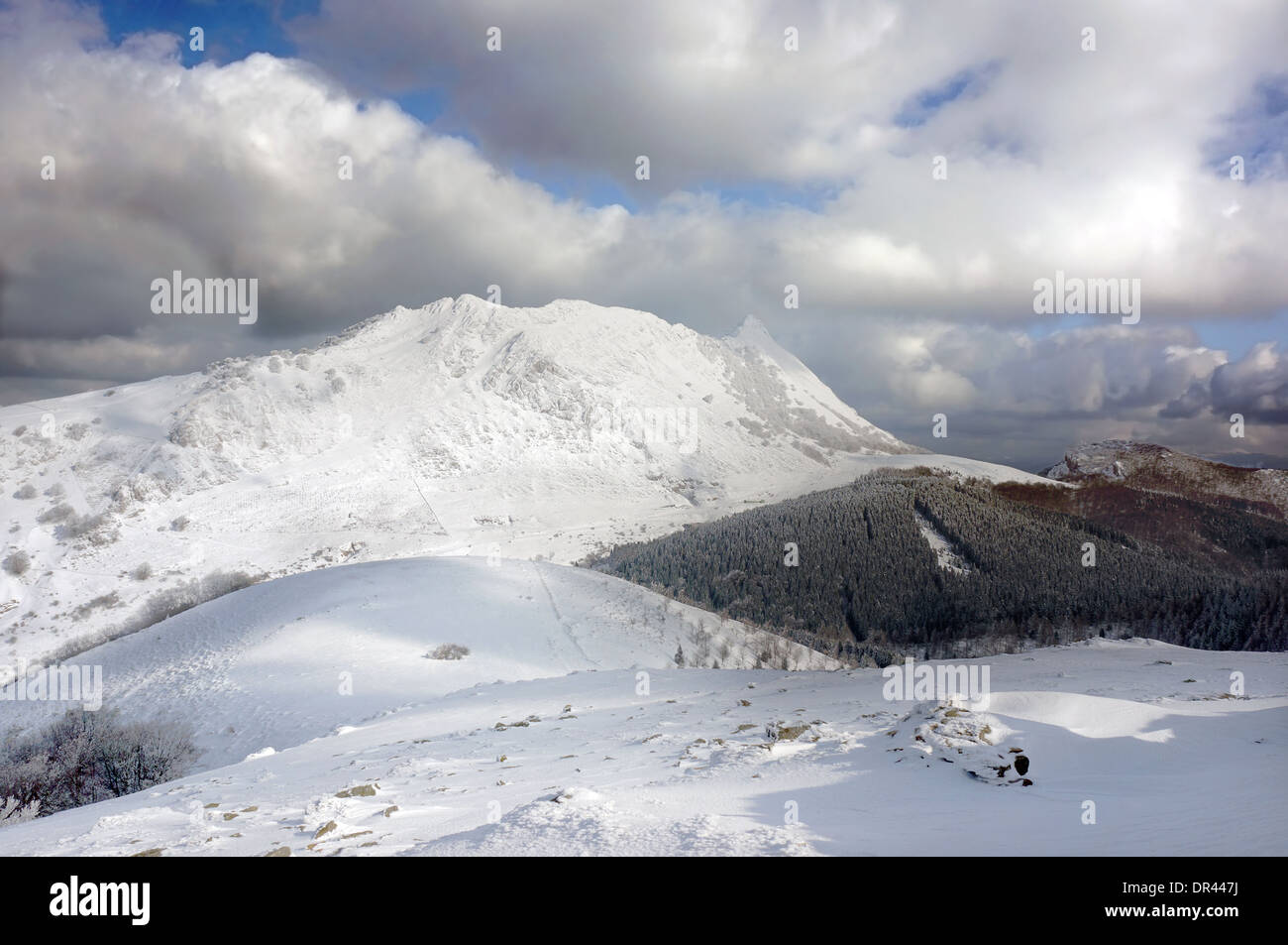 winter landscape with snowy mountains in Basque Country Stock Photo - Alamy
