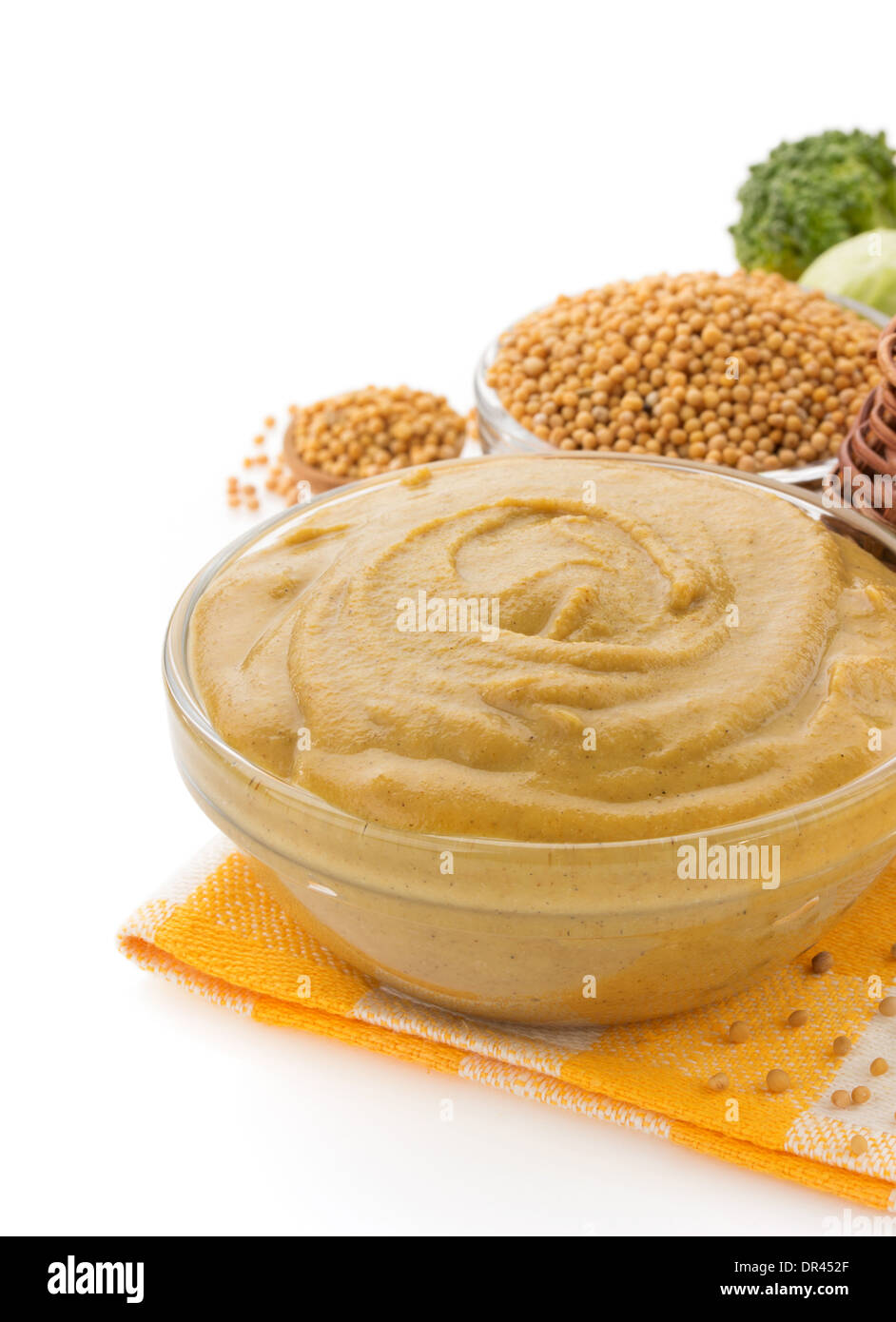 mustard sauce in bowl isolated on white background Stock Photo - Alamy