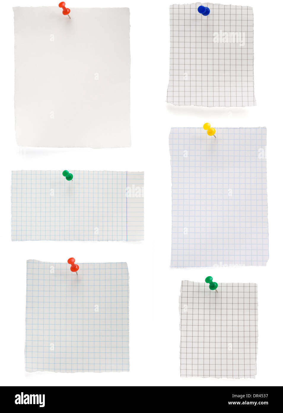 pushpin and checked note paper isolated on white background Stock Photo ...