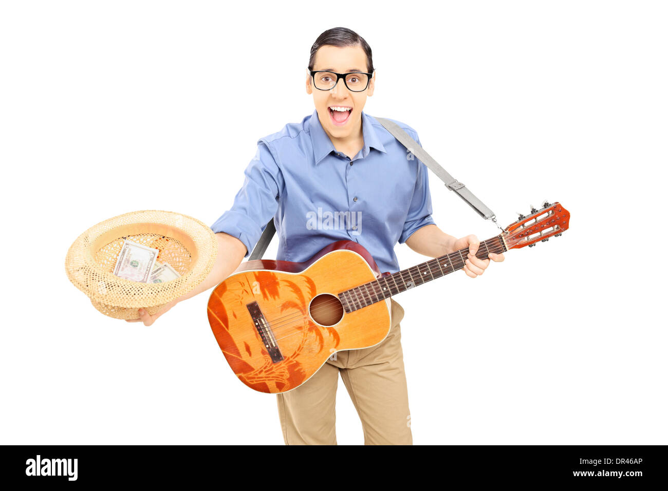 Street performer collecting money in hat hi-res stock photography and ...