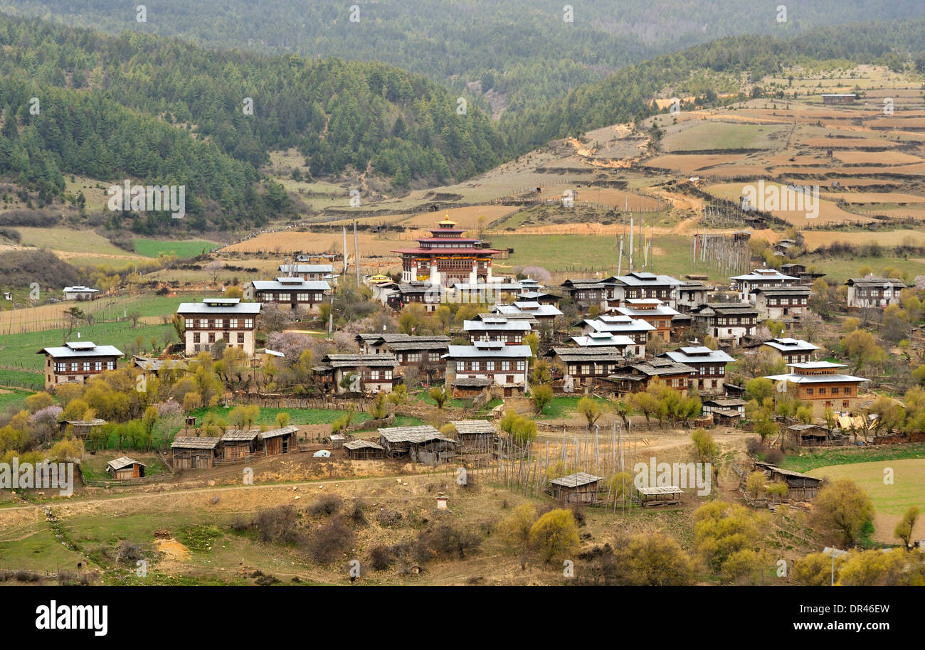Town of Ura, Ura Valley, Bumthang, Buthan Stock Photo - Alamy