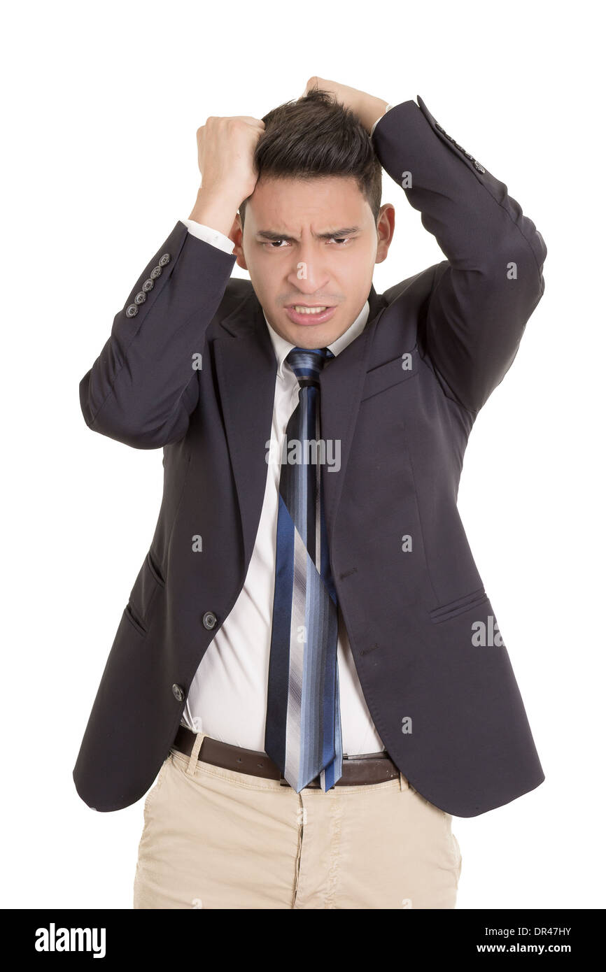 hispanic stressed businessman in suit Stock Photo - Alamy