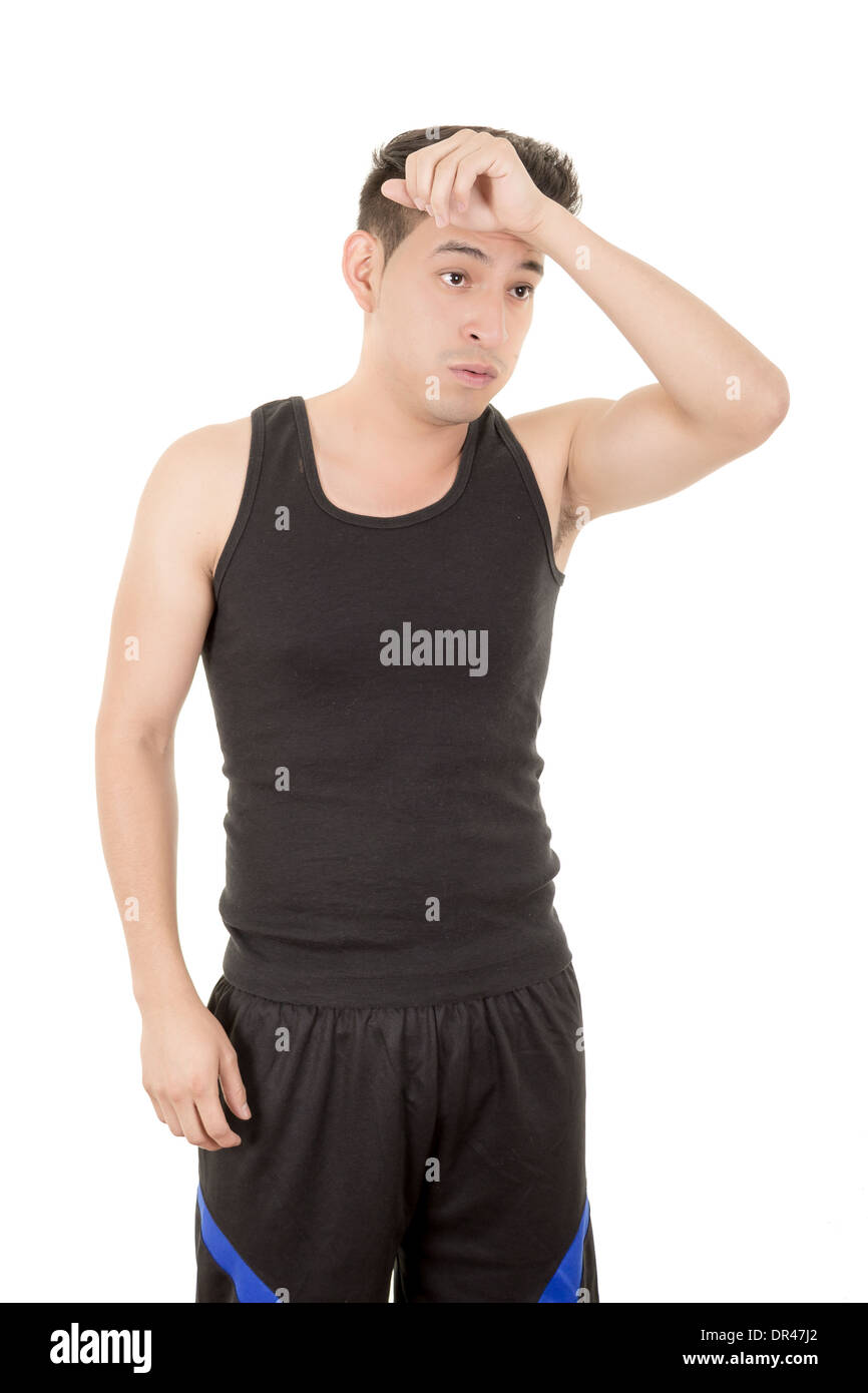 Portrait tired sweaty young hi-res stock photography and images - Alamy