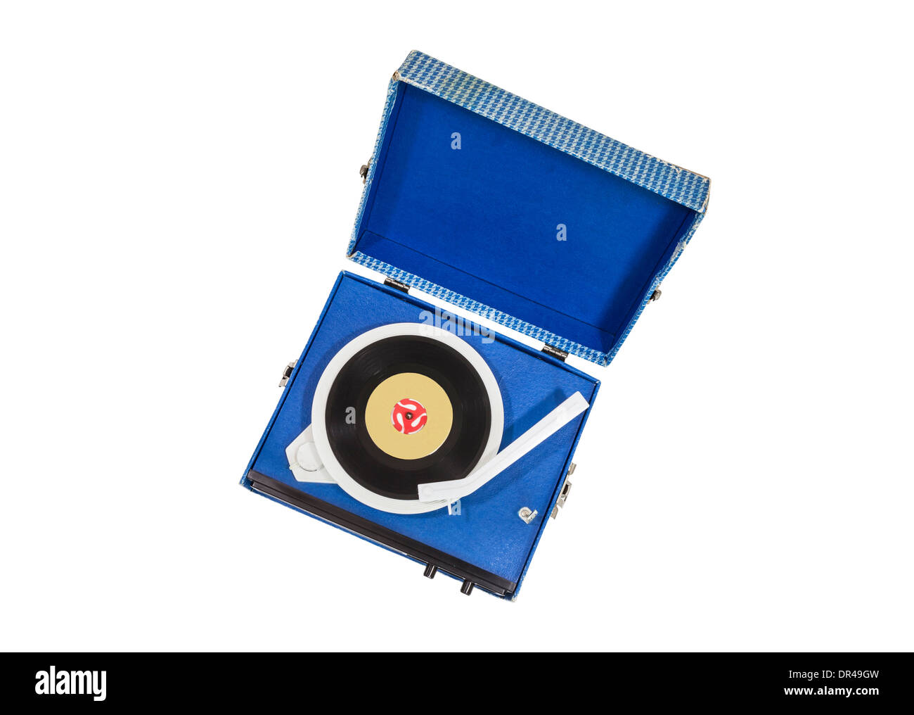 Vintage blue record player isolated with clipping path Stock Photo - Alamy