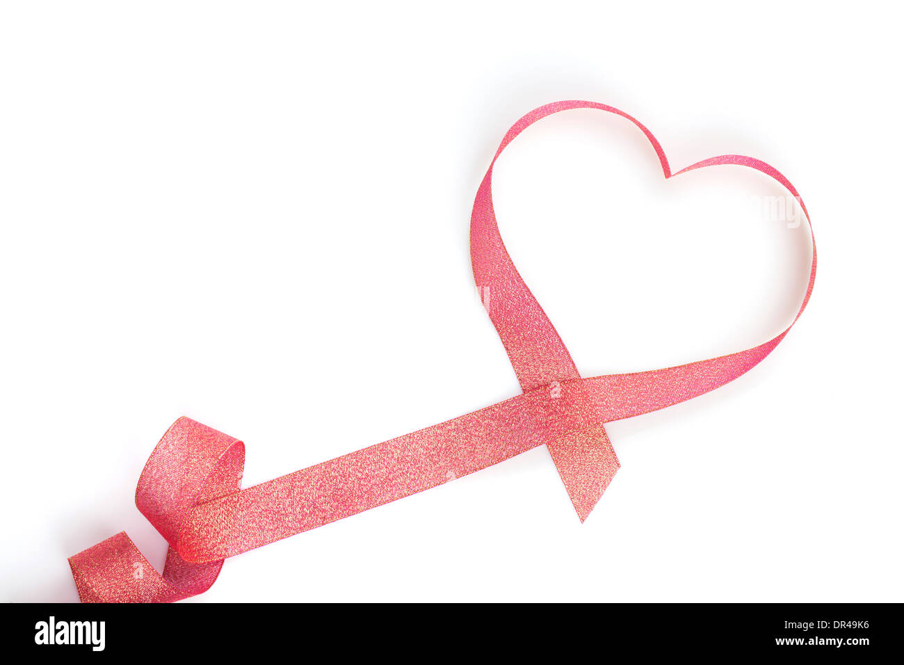 Valentine's Day heart shaped red ribbon. Isolated on white background ...