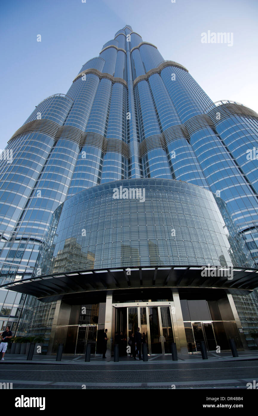 High rise building in Dubai and sunset Stock Photo - Alamy
