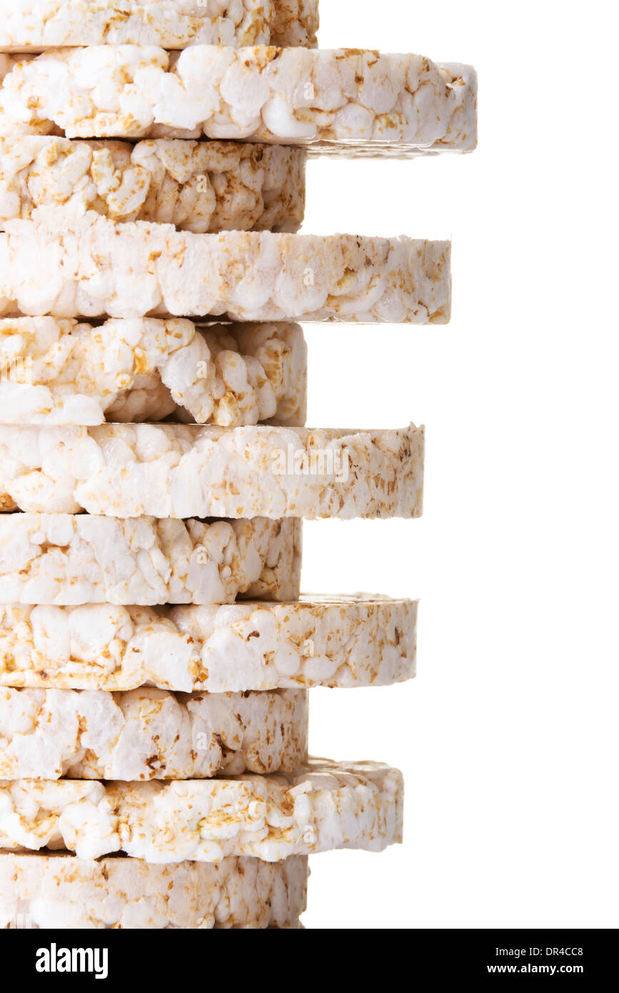 Stack of waffle rice. Isolated on white Stock Photo - Alamy