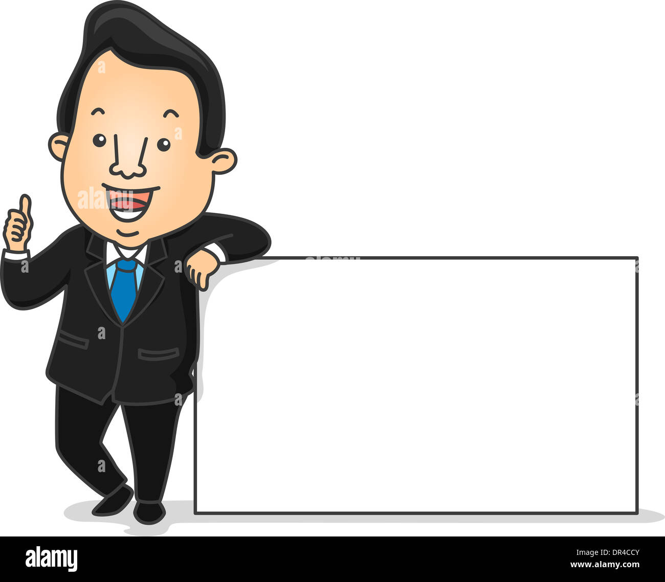 Illustration of a Businessman Leaning on a Signboard and Flashing a ...