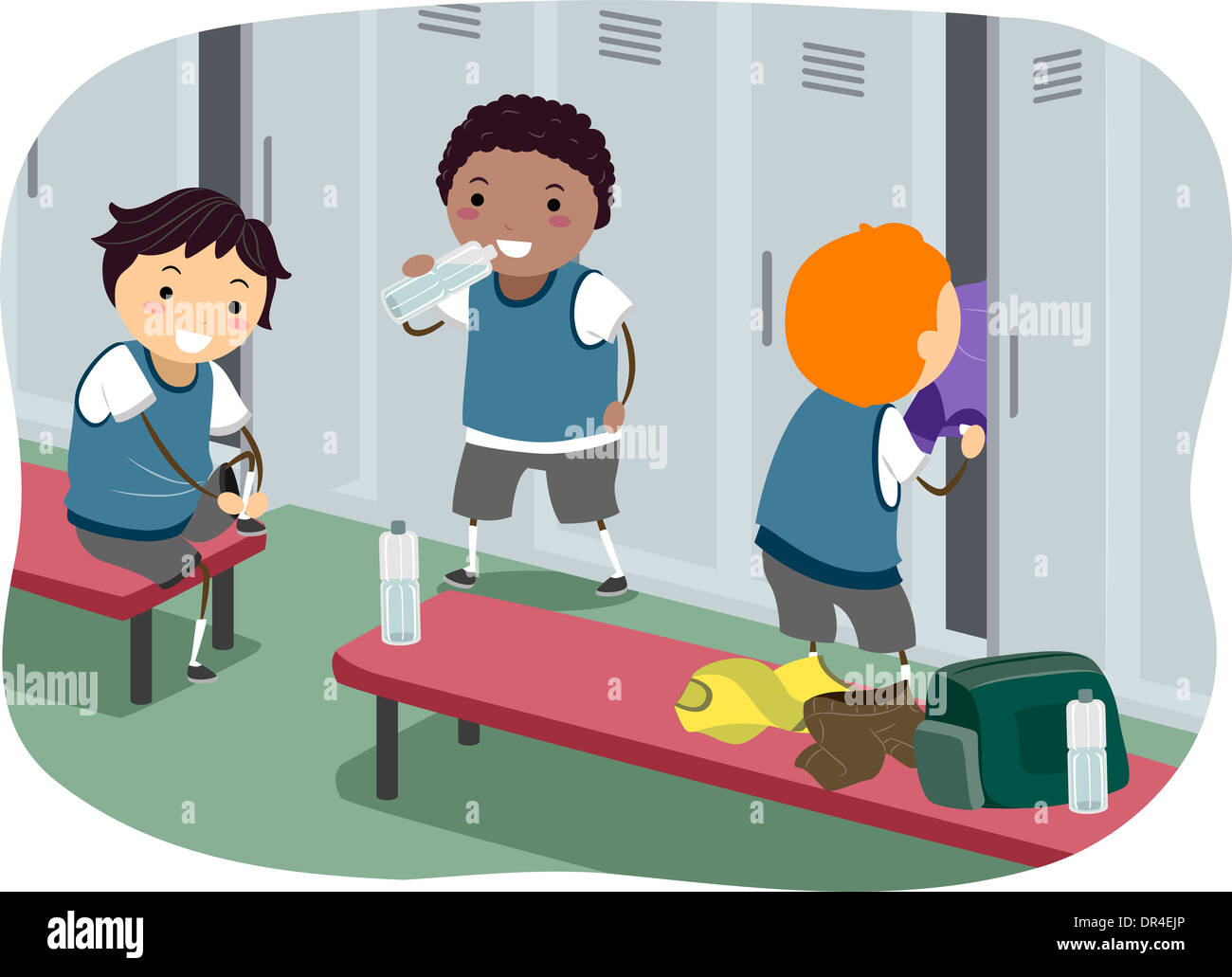 School changing room boys hi-res stock photography and images - Alamy