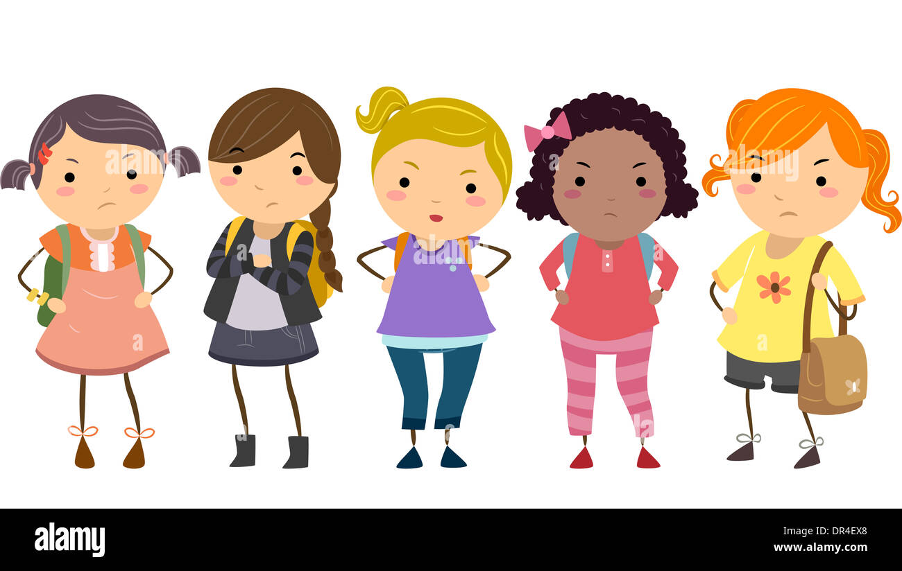 Stickman Illustration Featuring a Group of Young Female Bullies Stock ...