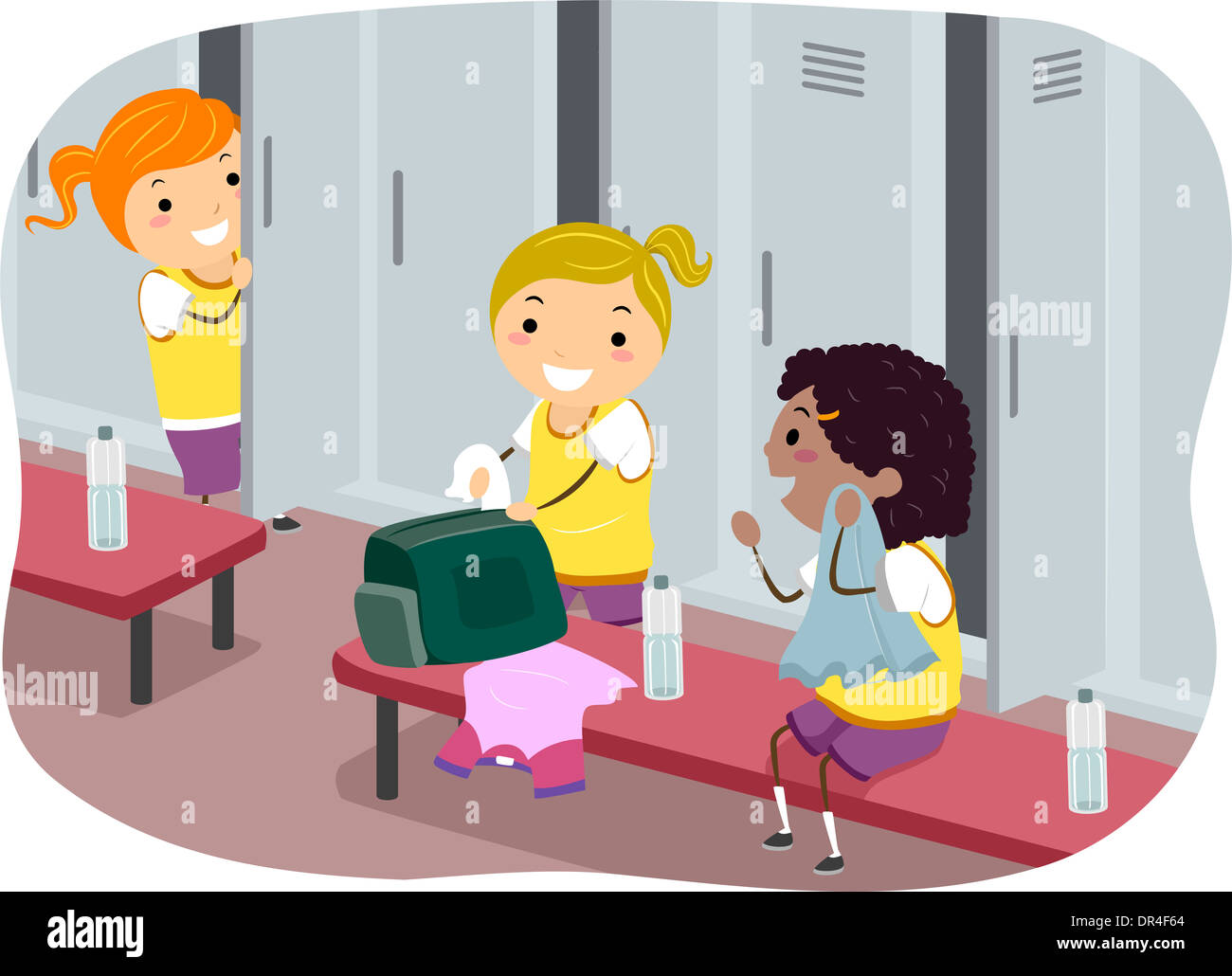 Stickman Illustration Featuring Girls Hanging Out in the Locker Room ...