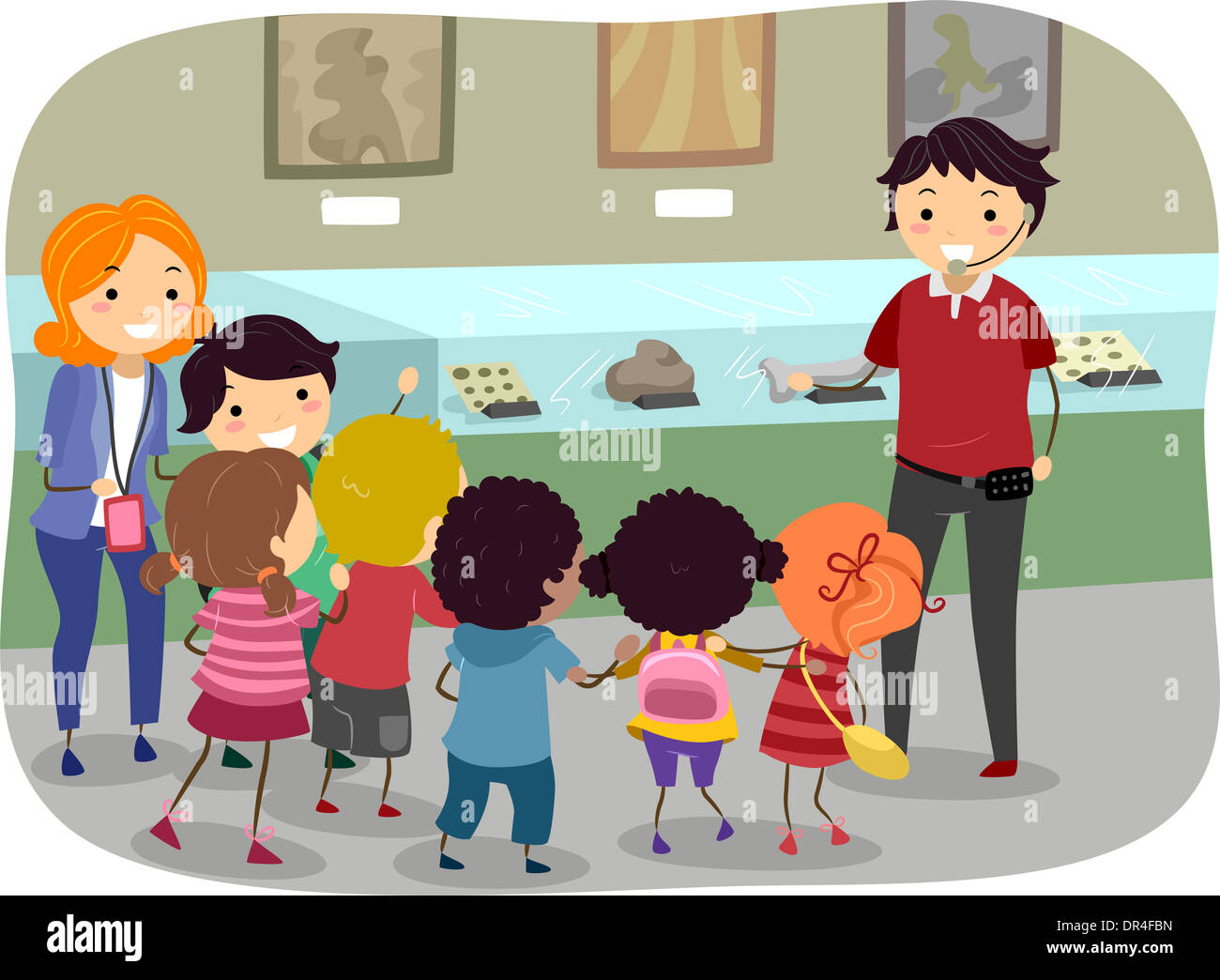Stickman Illustration Featuring Kids on a Trip to the Museum Stock ...
