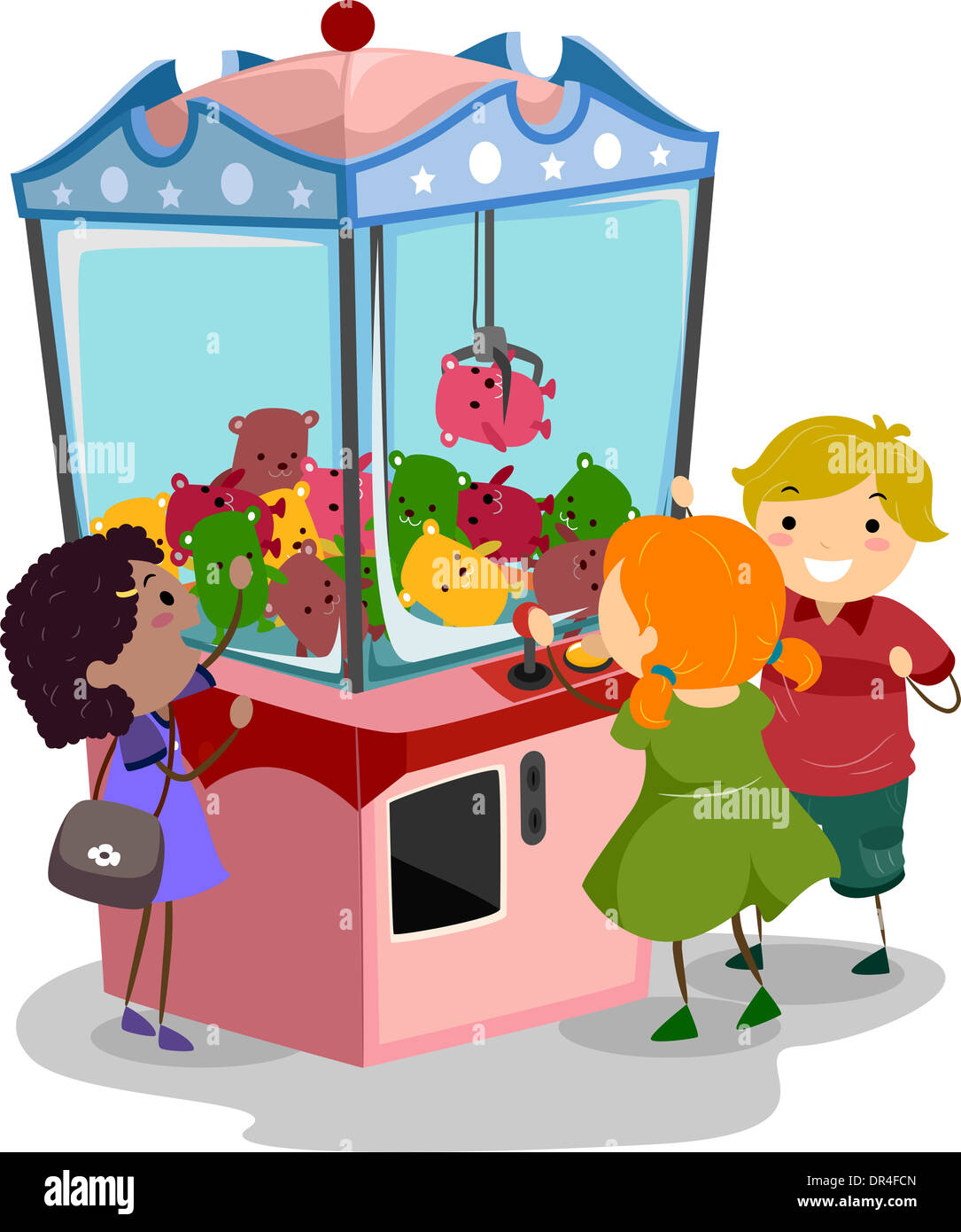 Stickman Illustration Featuring Kids Playing with a Claw Machine Stock ...