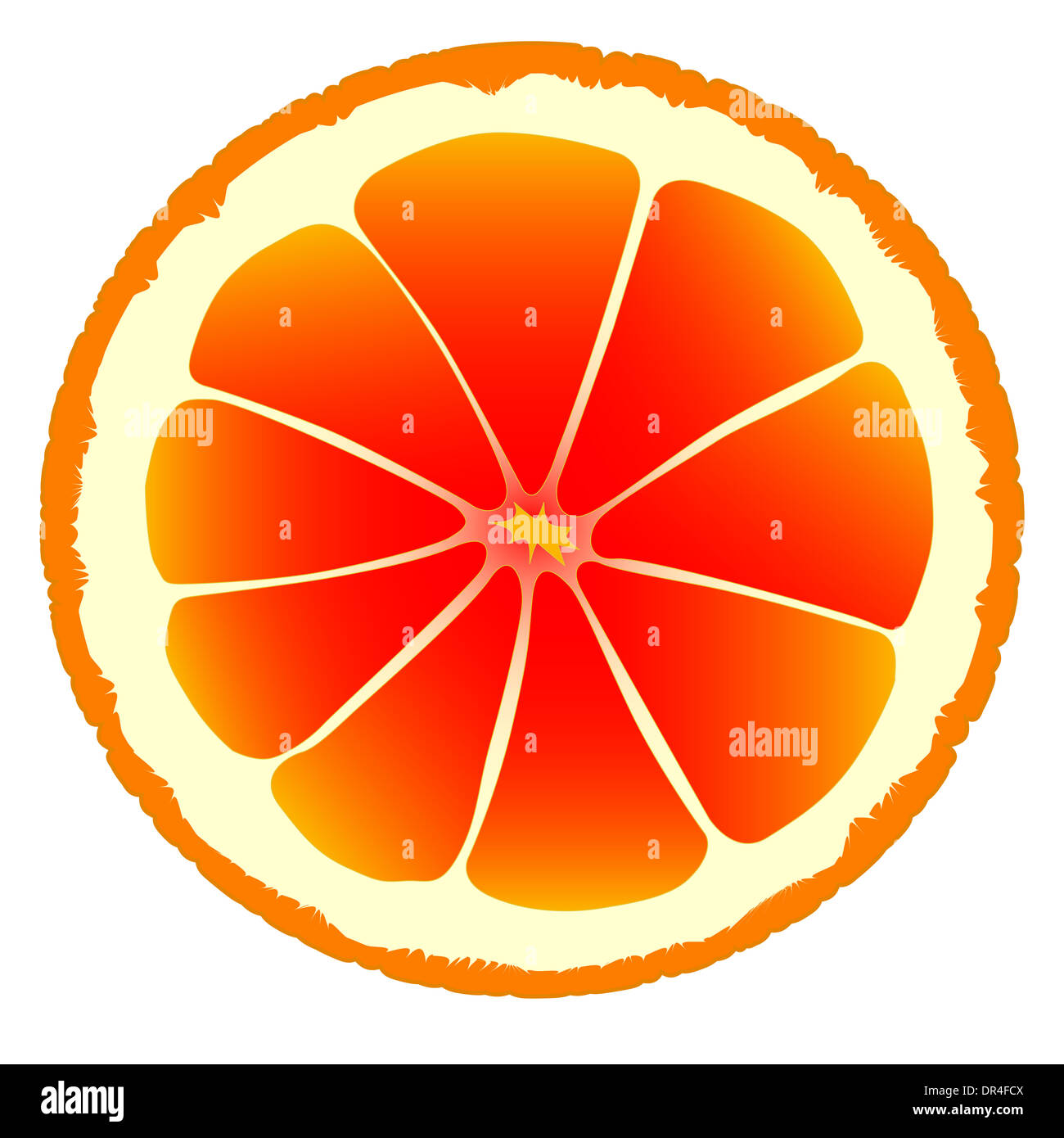 An blood orange slice isolated over a white background Stock Photo - Alamy
