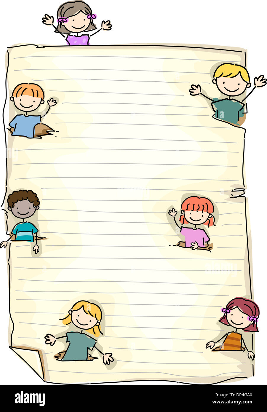 Doodle Illustration Featuring a Piece of Paper with Kids Sprouting in ...