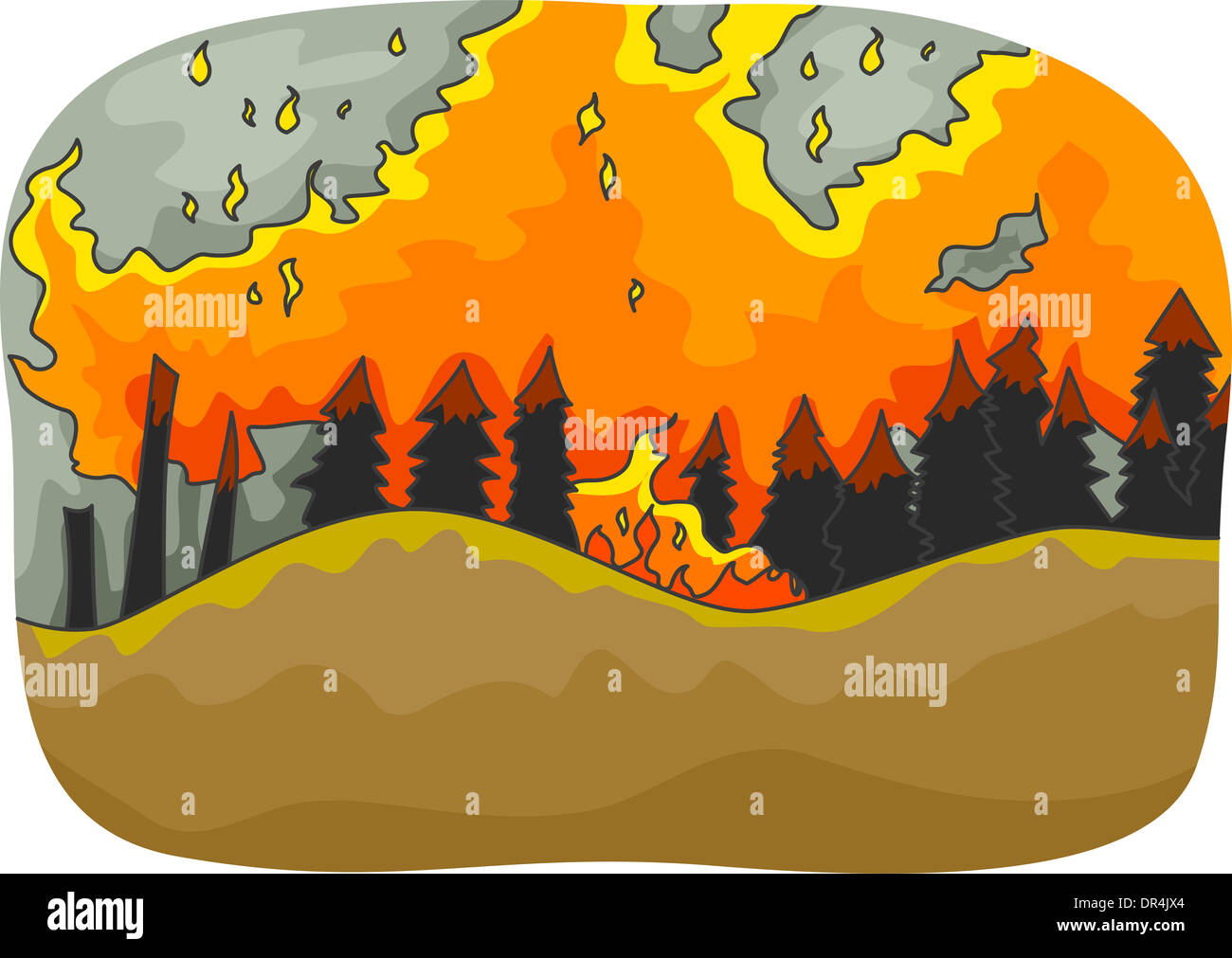 Illustration Featuring a Long Stretch of Trees Burning from the ...