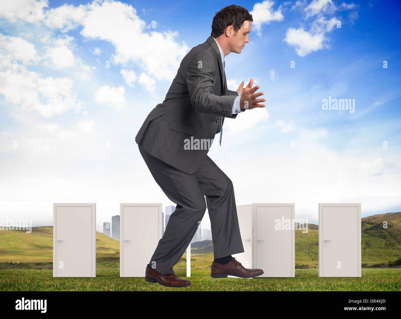 Man standing hands open legs open hi-res stock photography and images ...
