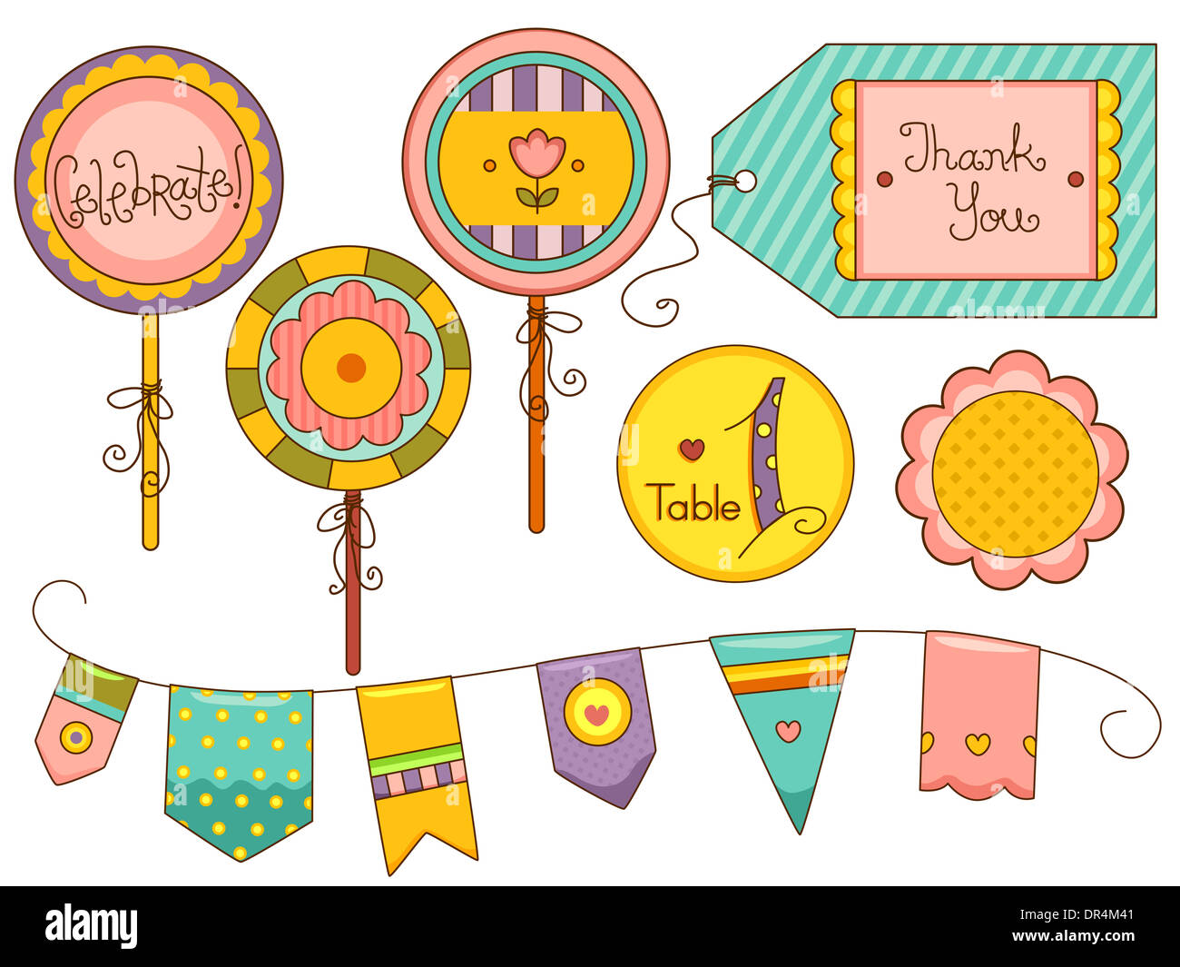 Illustration of Ready to Print Labels for Parties and Receptions Stock ...