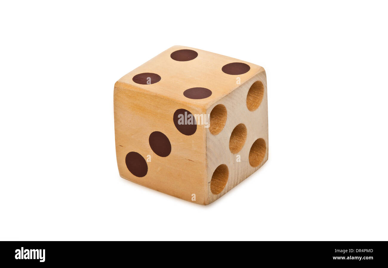 wooden dice with few numbers over white background Stock Photo - Alamy